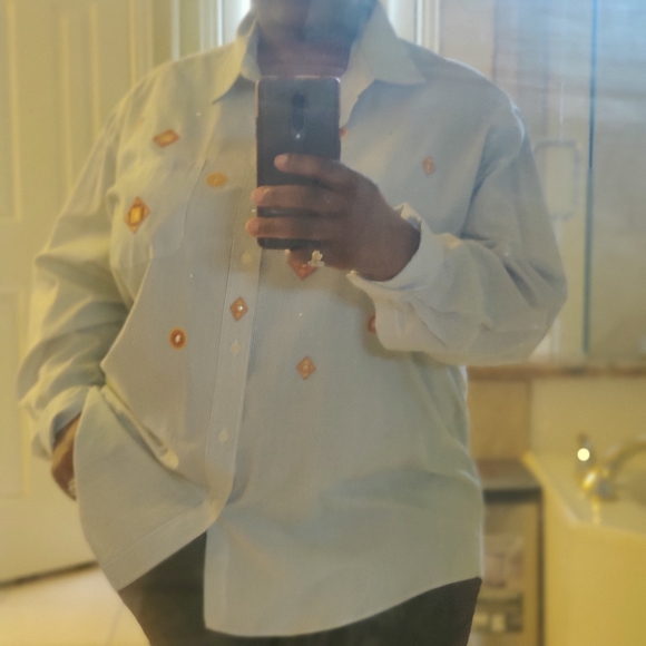 Mili Designs | Tops | Mili Designs Embellished Striped Button Down ...